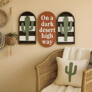 Southwest Cactus Wall Art Set, Desert Wood Signs, Boho Western Home ...