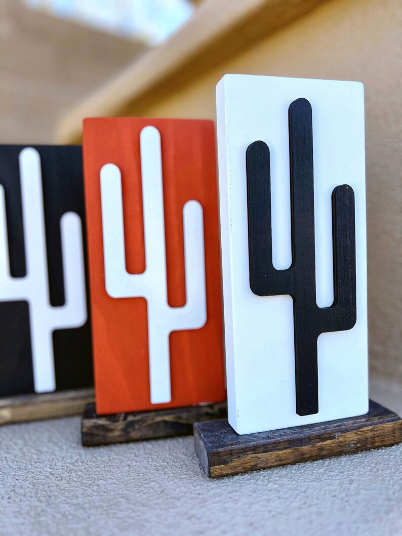 Wood Cactus Sign, Southwest Bohemian Wall Decor, Arizona Cactus Decor ...