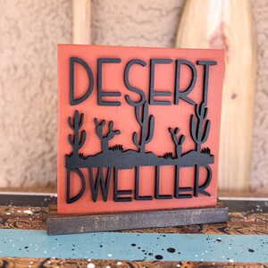 Desert Silhouette Wood Sign, Desert Dweller Sign, Desert Scene Wood ...