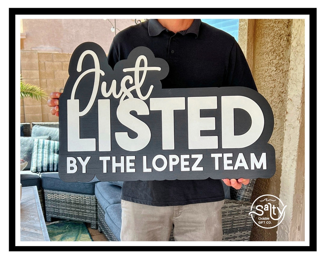 Just Listed Sign for Realtors, Sold Sign Social Media Photo Prop, Real ...