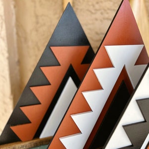 Wood Aztec Shelf Sitter Sign, Southwest Boho Wall Decor, Wood Diamond ...