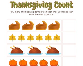 Thanksgiving Printable for Kids, Turkey Math, Counting Activity, Turkey ...