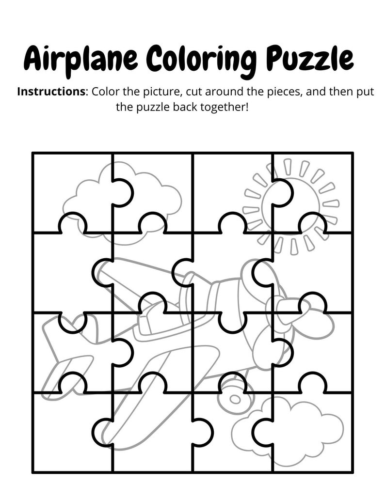 Airplane Coloring Puzzle - Etsy