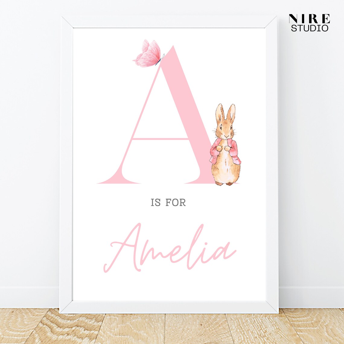 Peter Rabbit Nursery Print, Flopsy Rabbit Wall Art, Personalised Name ...