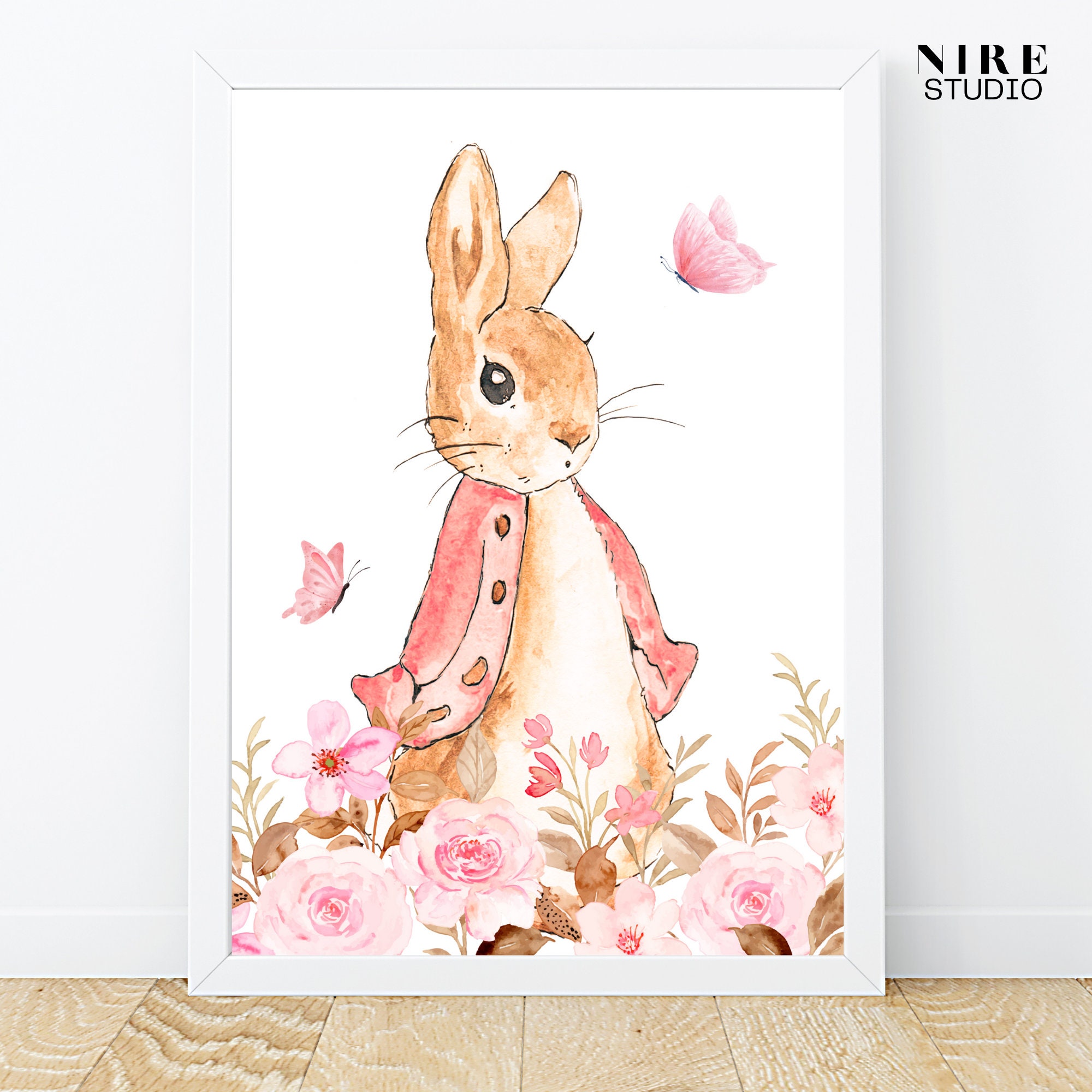 Peter Rabbit Nursery Print, Flopsy Rabbit Wall Art, Personalised Name ...