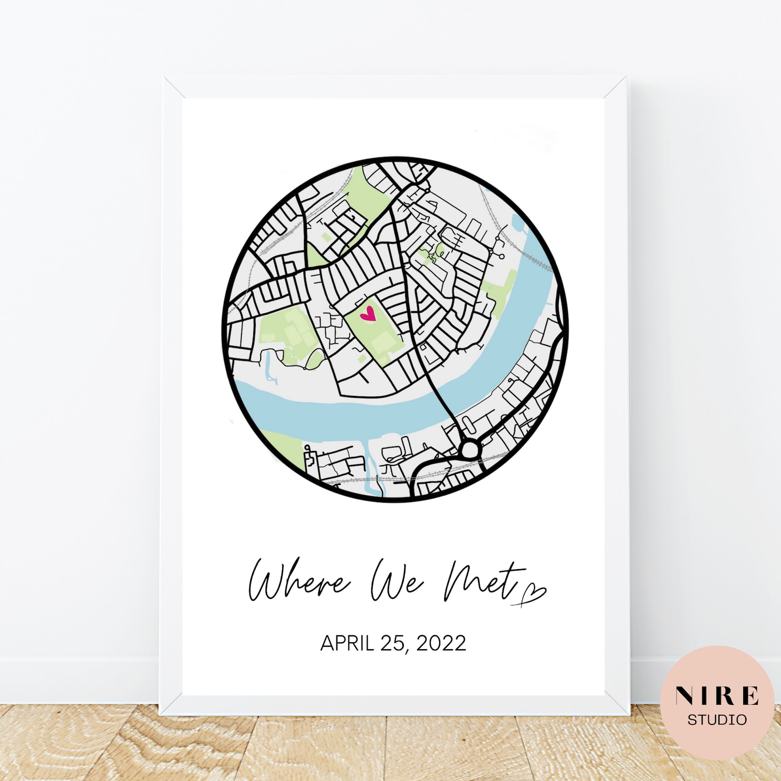 Where We Met Handrawn Personalised Map Gift Anniversary First Date Gift ...