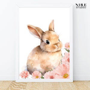 Bunny Nursery Wall Art Set of 3 Prints Bunny Nursery Decor Watercolor ...