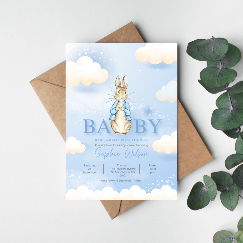 Peter Rabbit Baby Shower Invitation Baby Boy Shower Invitation Instant ...