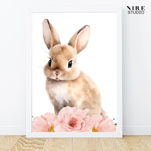 Bunny Nursery Wall Art Set of 3 Prints Bunny Nursery Decor Watercolor ...