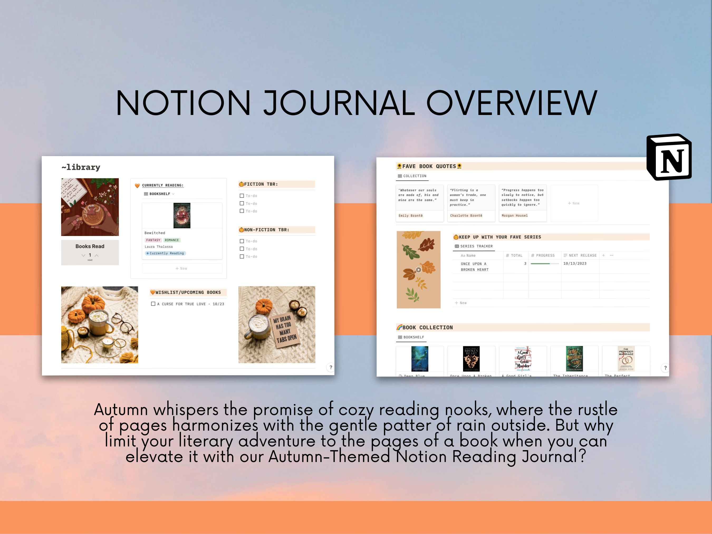 Autumn-themed Notion Reading Journal Notion Template Fall - Etsy