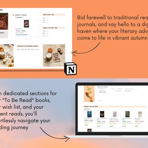 Autumn-themed Notion Reading Journal Notion Template Fall - Etsy