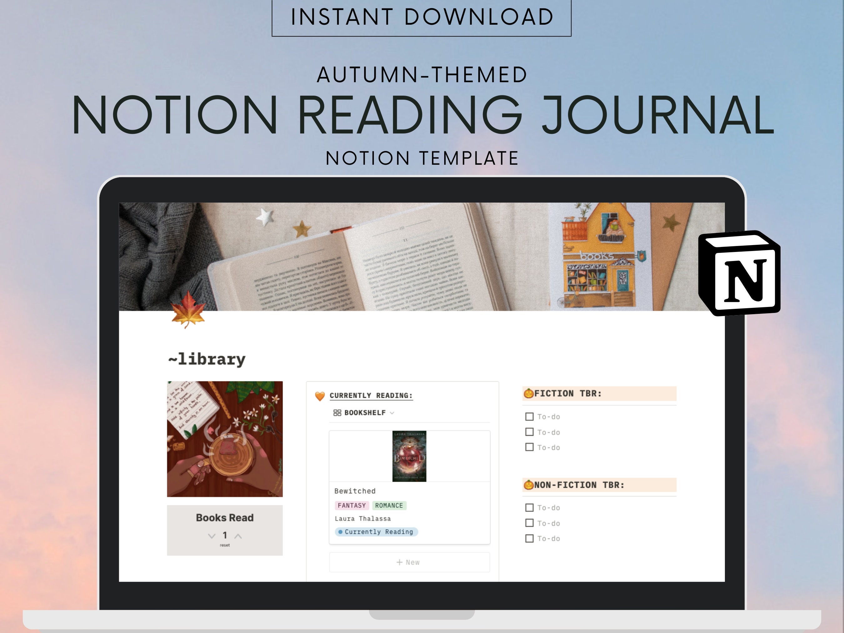 Autumn-themed Notion Reading Journal Notion Template Fall - Etsy