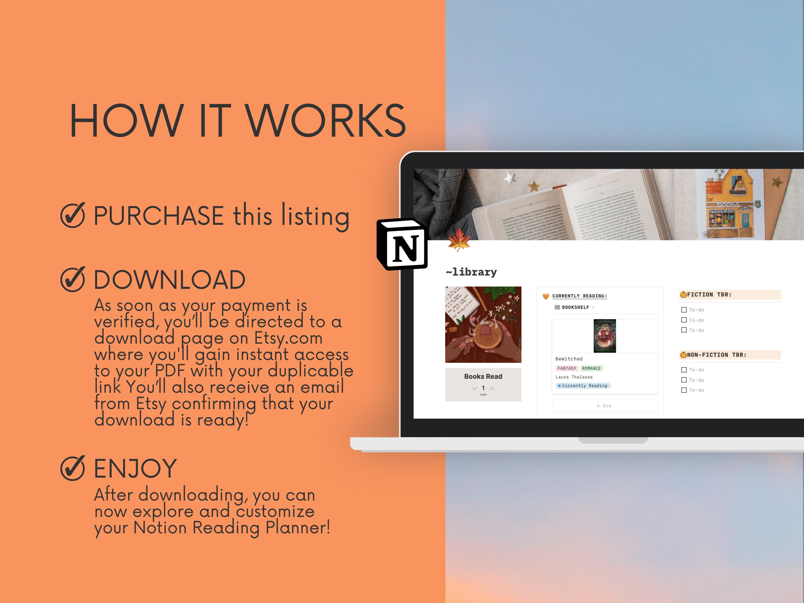 Autumn-themed Notion Reading Journal Notion Template Fall - Etsy