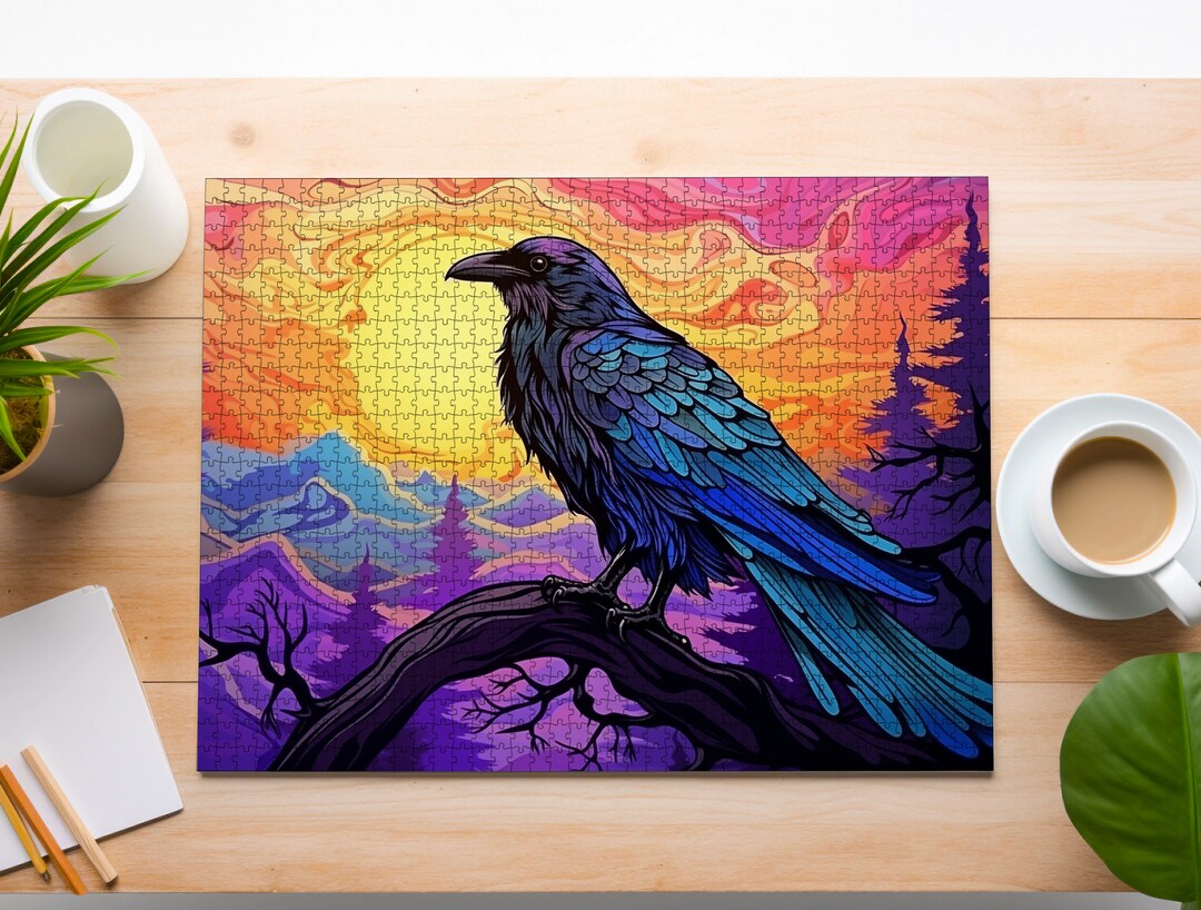 Umbra the Psychedelic Raven Animal Puzzle, Nature Puzzles, Puzzles for ...