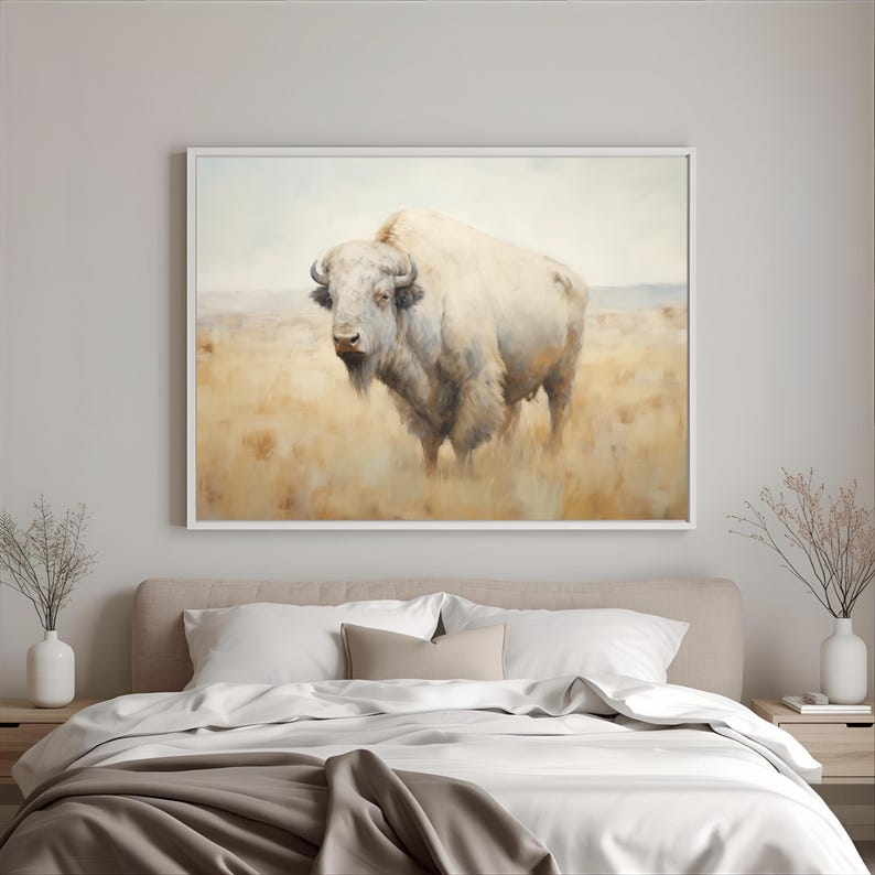 White Buffalo Canvas Print, Wildlife Animal Wall Art, Western Home ...