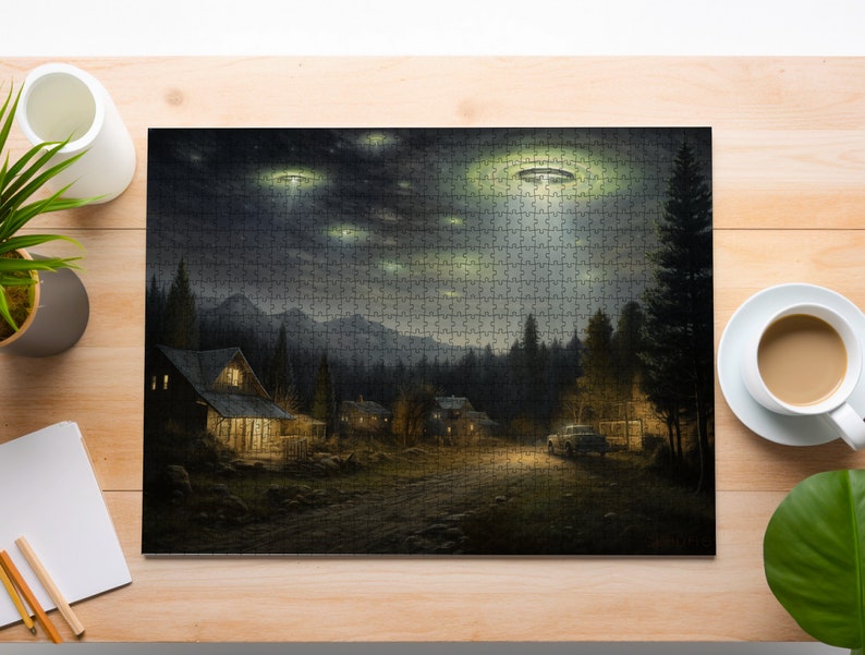 Alien Abduction Painting Landscape Puzzle, Alien Puzzles, Puzzles for ...