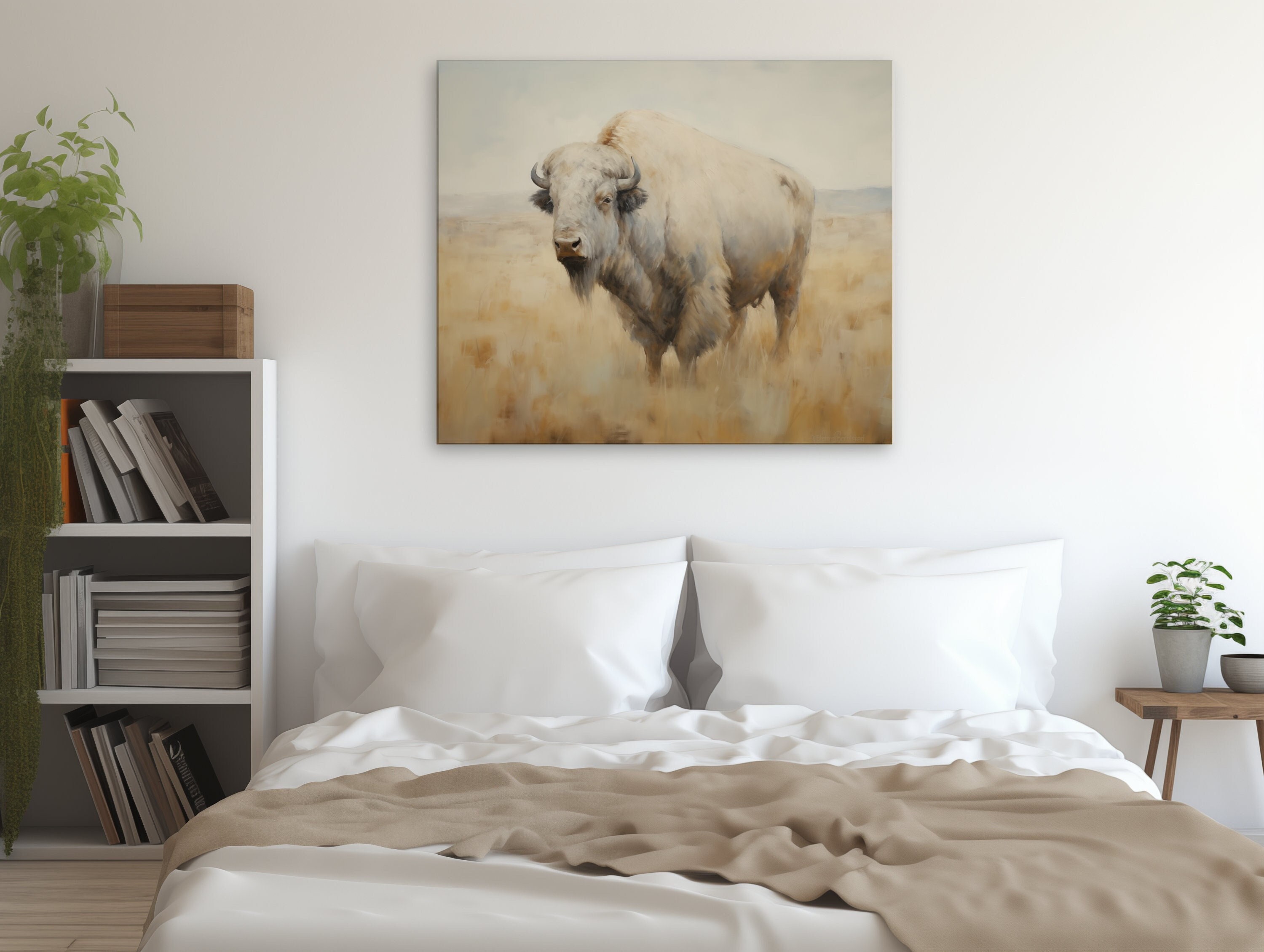 White Buffalo Canvas Print, Wildlife Animal Wall Art, Western Home ...