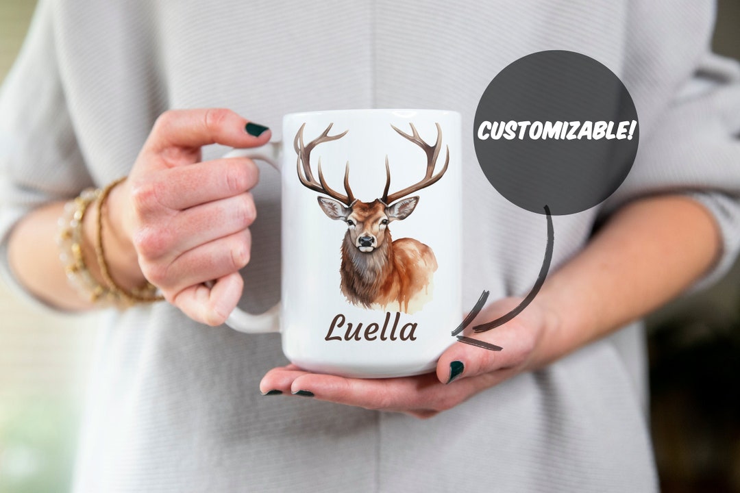 Personalized Buck Mug | Custom Name Deer Hunter Gift | 15oz Ceramic ...