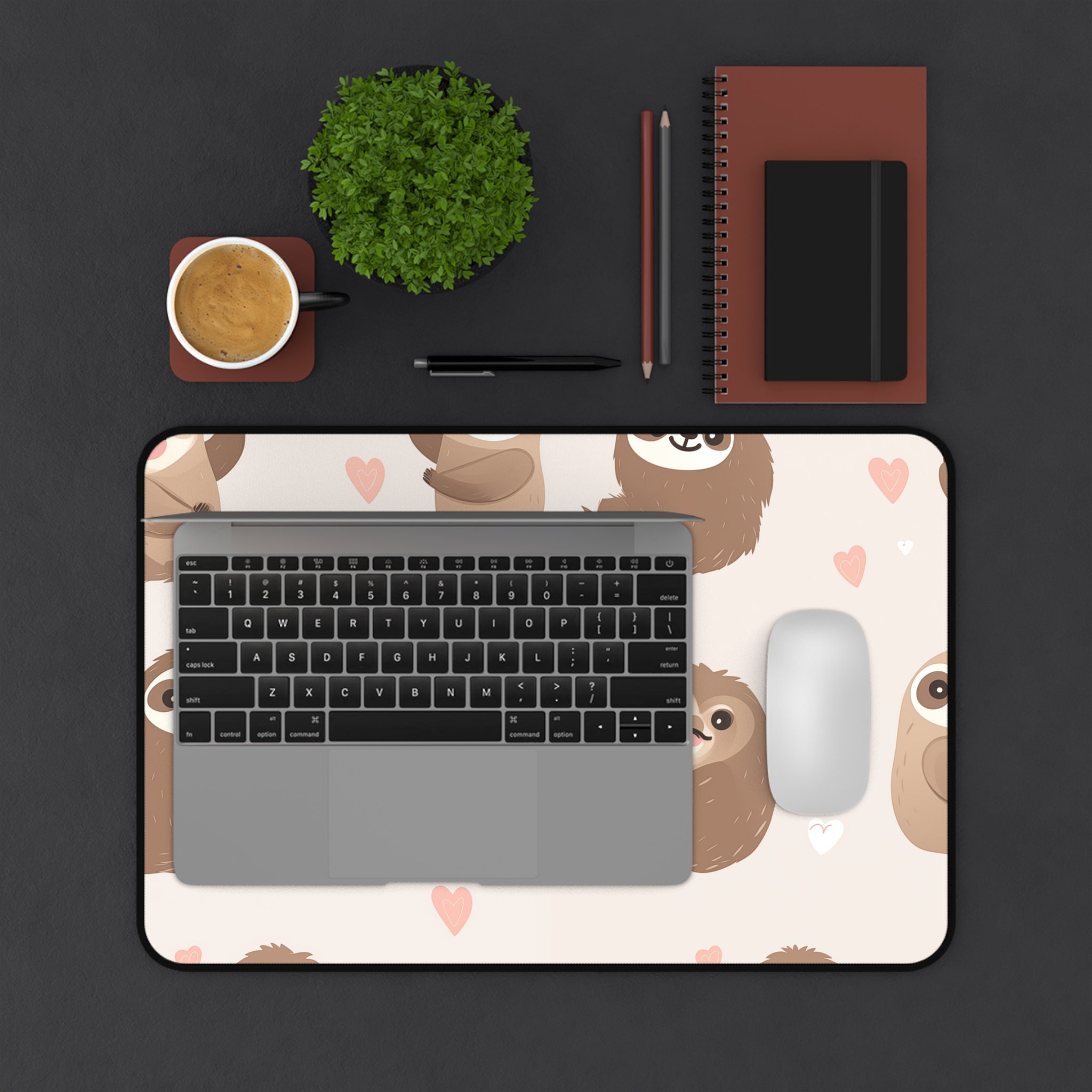 Kawaii Sloths Pattern, Neoprene, Non Slip Mouse Pad, Extended Mouse Pad ...