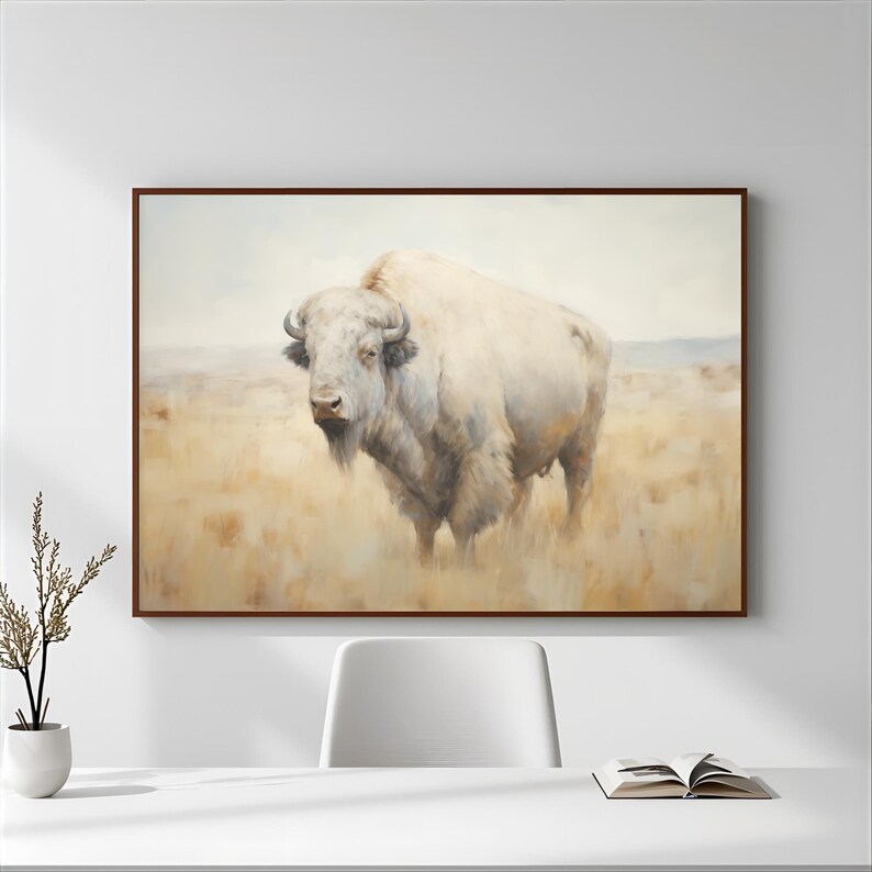White Buffalo Canvas Print, Wildlife Animal Wall Art, Western Home ...