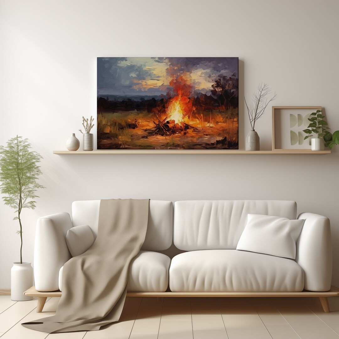 Campfire Canvas Print, Large Scale Art, Oversized Canvas Art, Unframed ...