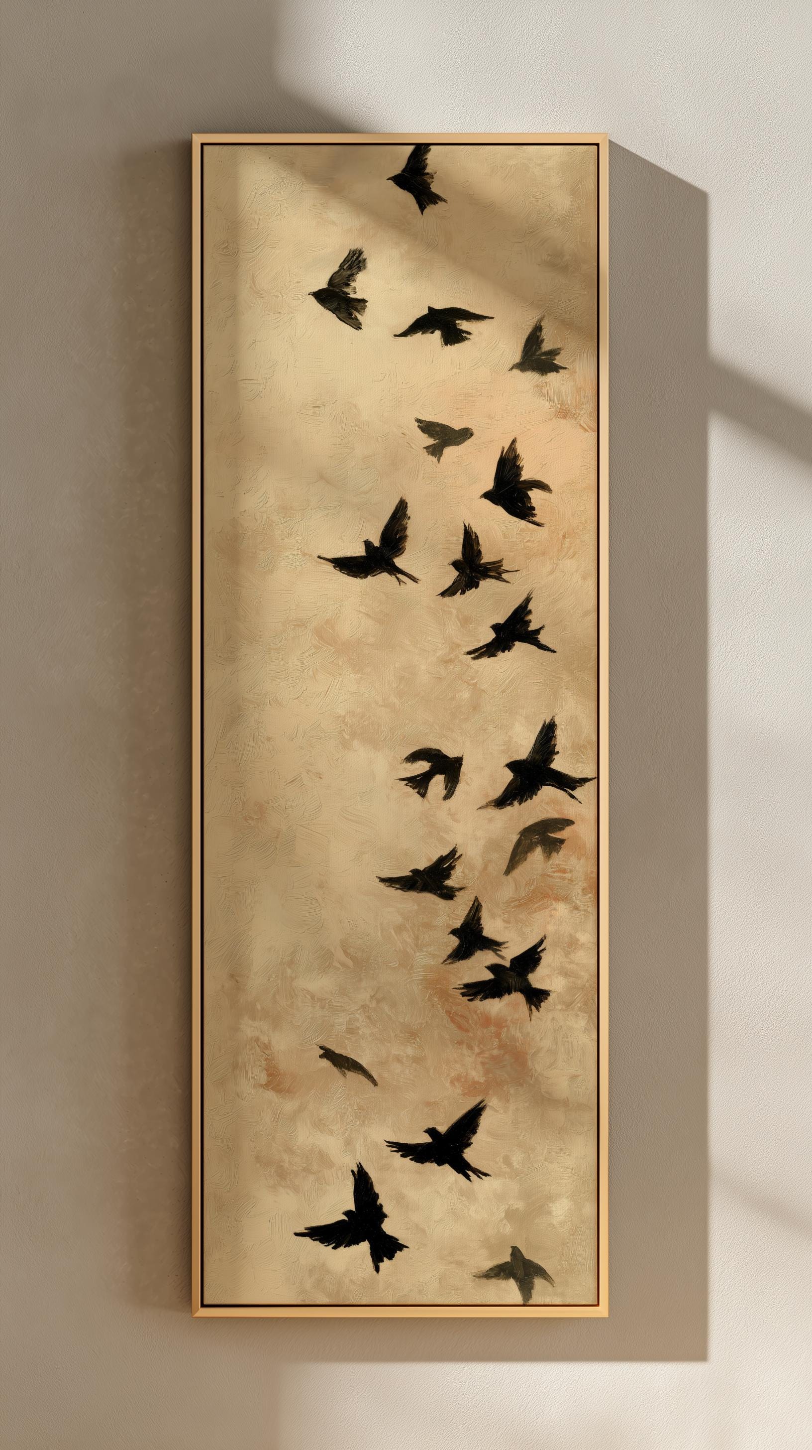 Flying Birds Wall Art, Large Vertical Canvas, Minimalist Farmhouse ...