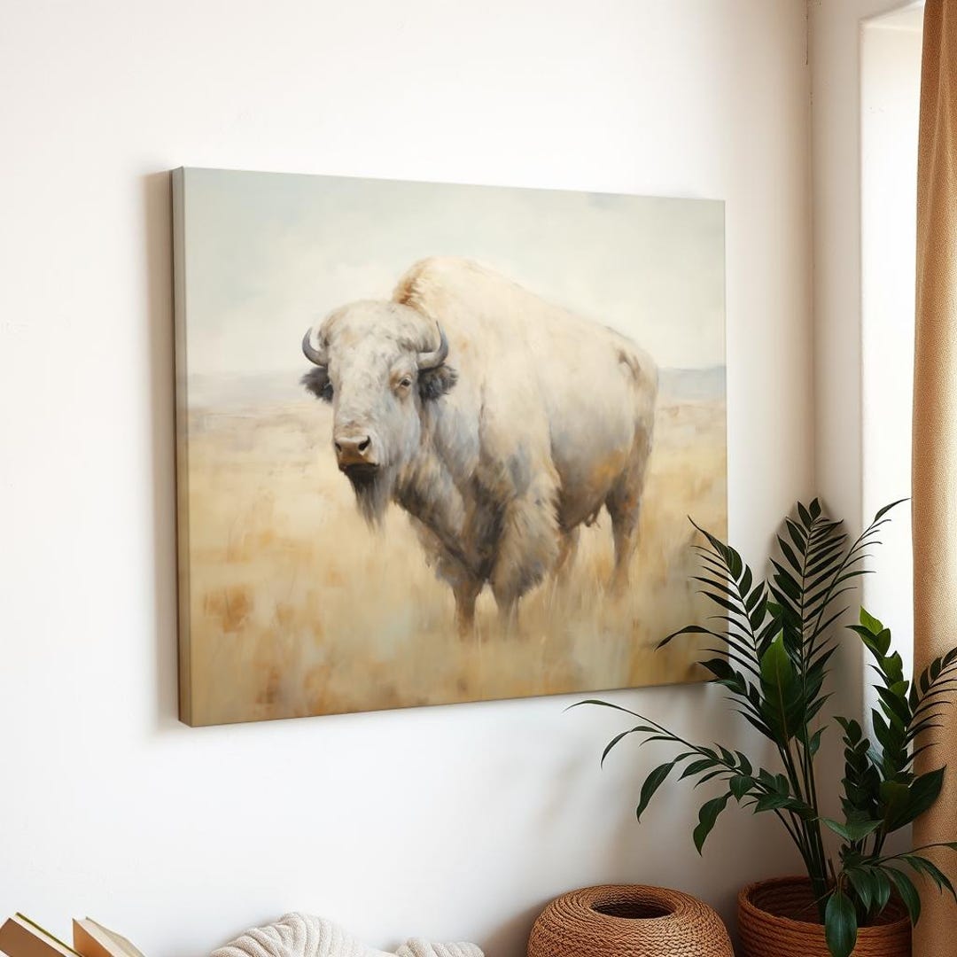 White Buffalo Canvas Print, Wildlife Animal Wall Art, Western Home ...