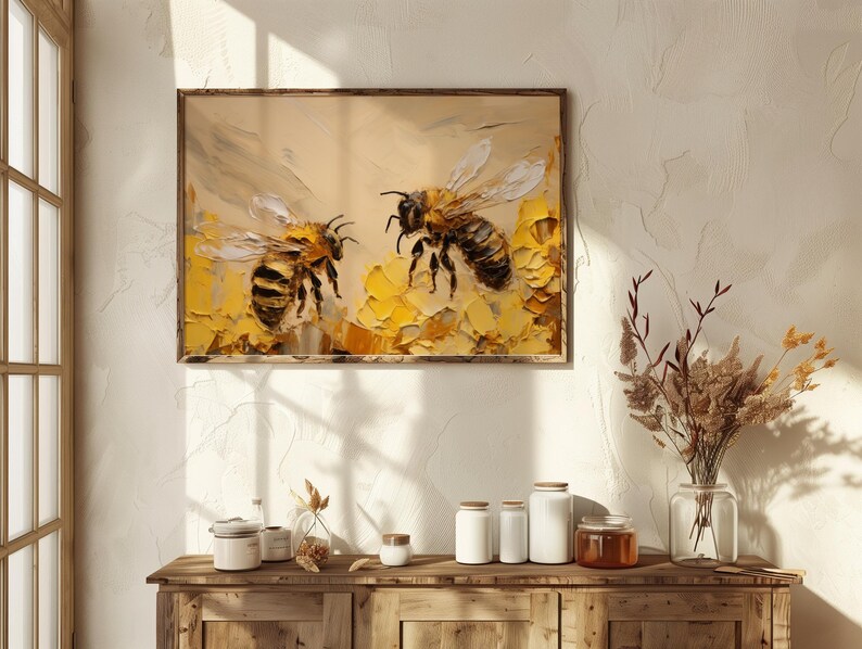 Cottagecore Bee Canvas Print, Vintage Honeycomb Wall Art - Etsy