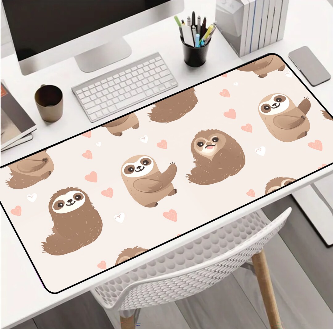 Kawaii Sloths Pattern, Neoprene, Non Slip Mouse Pad, Extended Mouse Pad ...