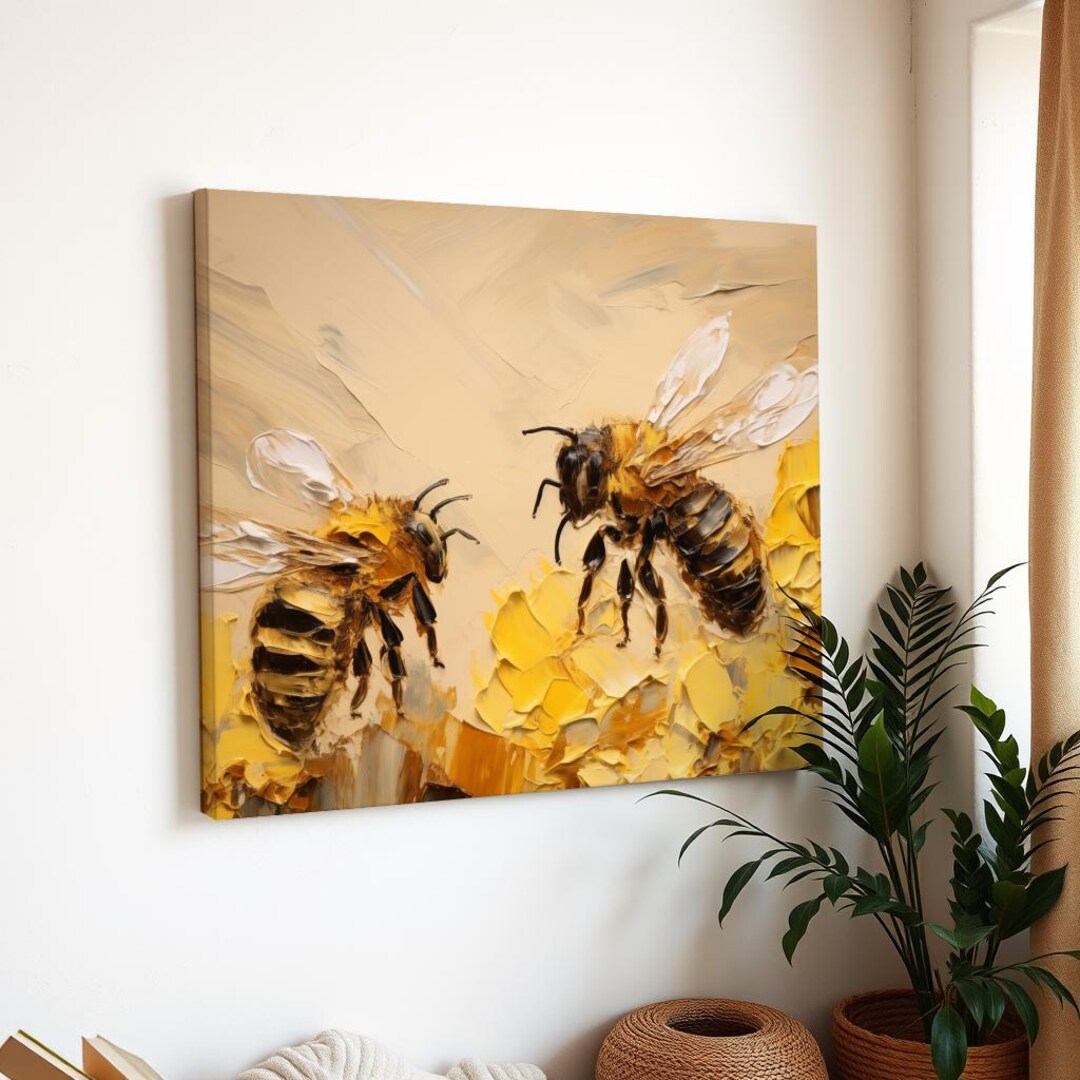 Cottagecore Bee Canvas Print, Vintage Honeycomb Wall Art - Etsy