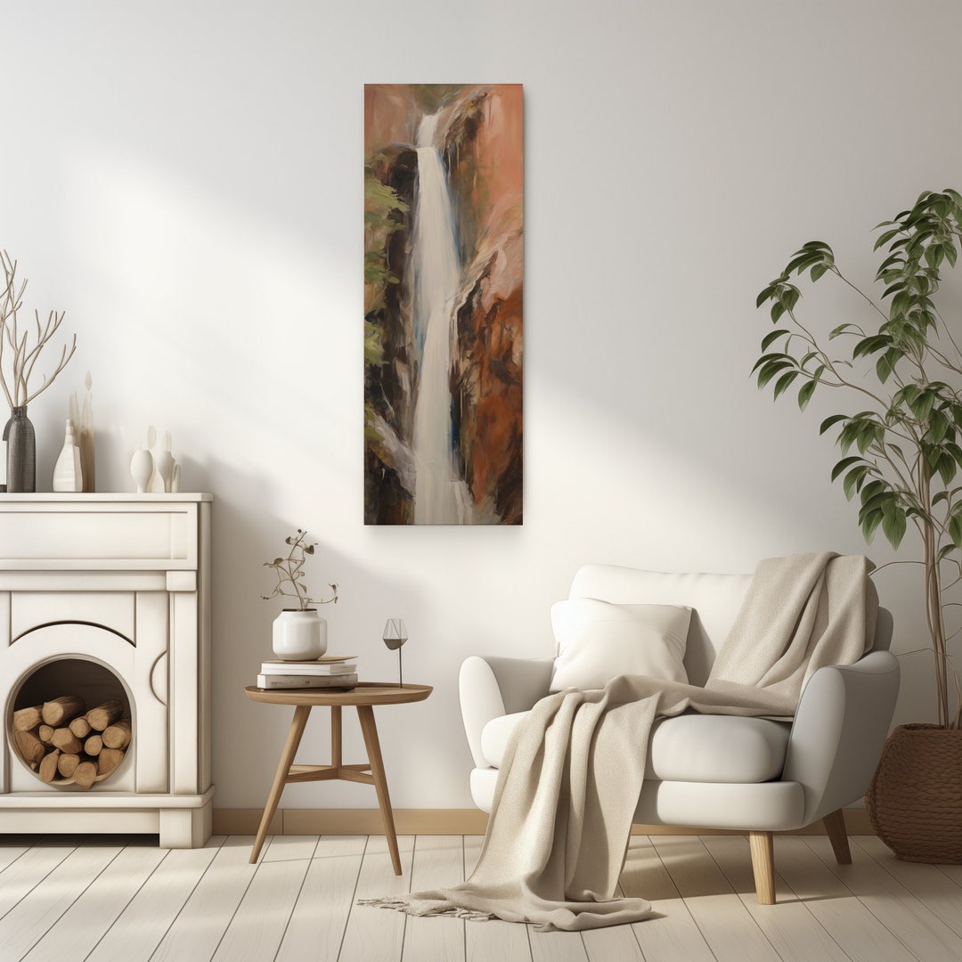 Waterfall Wall Art, Narrow Wall Art, Slim Wall Art, Long Vertical Art ...
