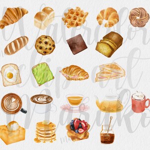 Watercolor Breakfast Clip Art - Breakfast Clip Art - Food Illustration ...
