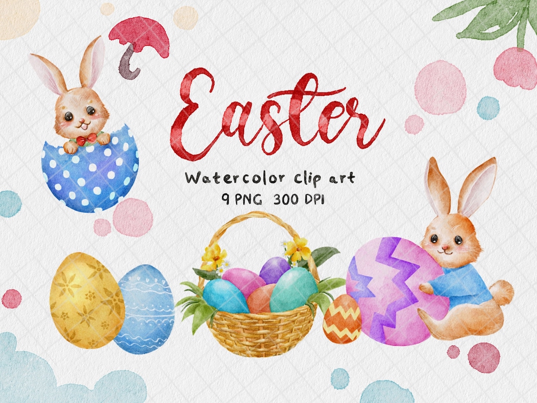 Easter Bunny Egg Watercolor Clip Art - Etsy