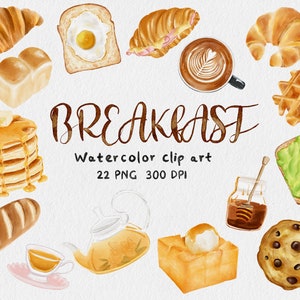 Watercolor Breakfast Clip Art - Breakfast Clip Art - Food Illustration ...