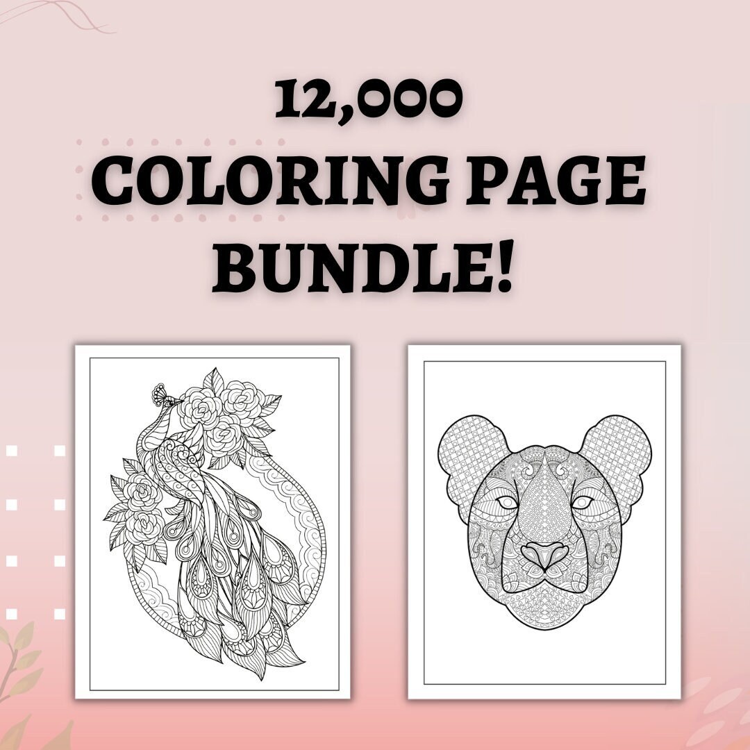 12,000 Giant Coloring Page Bundle!!!! Mandalas, Animals, Motivational ...