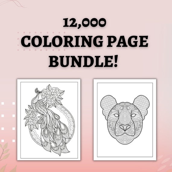 12000 Giant Coloring Page Bundle Mandalas Animals - Etsy Australia