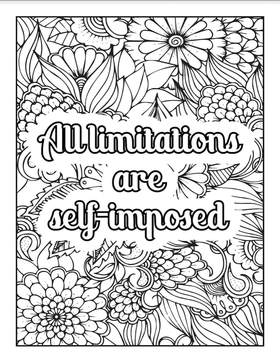 250+ Adult Motivational Quote Coloring Pages - Etsy