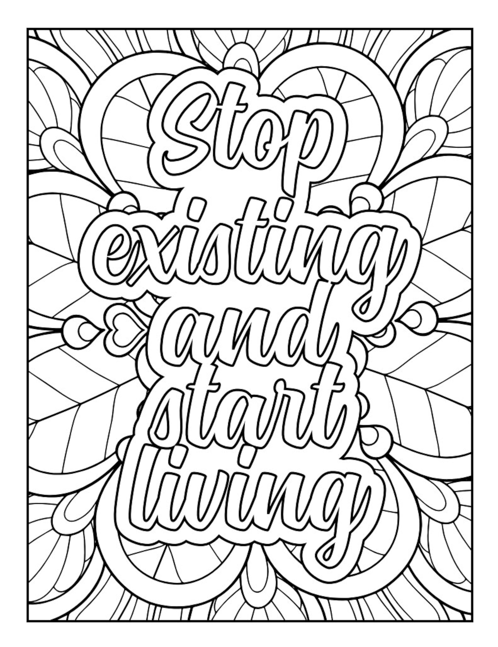 250 Adult Motivational Quote Coloring Pages - Etsy
