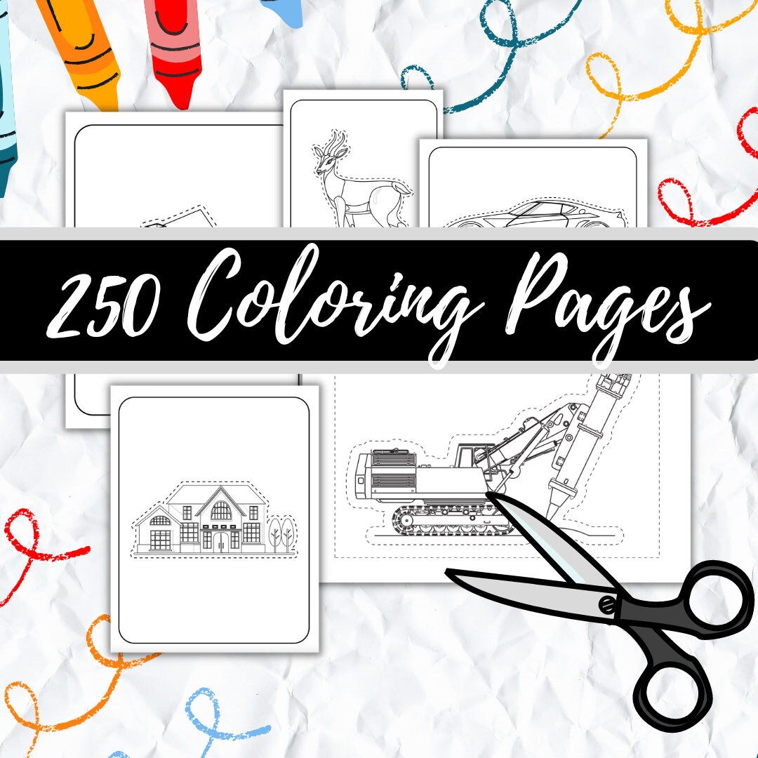 250 Color & Cut Coloring Pages Color Your Design and Cut for - Etsy