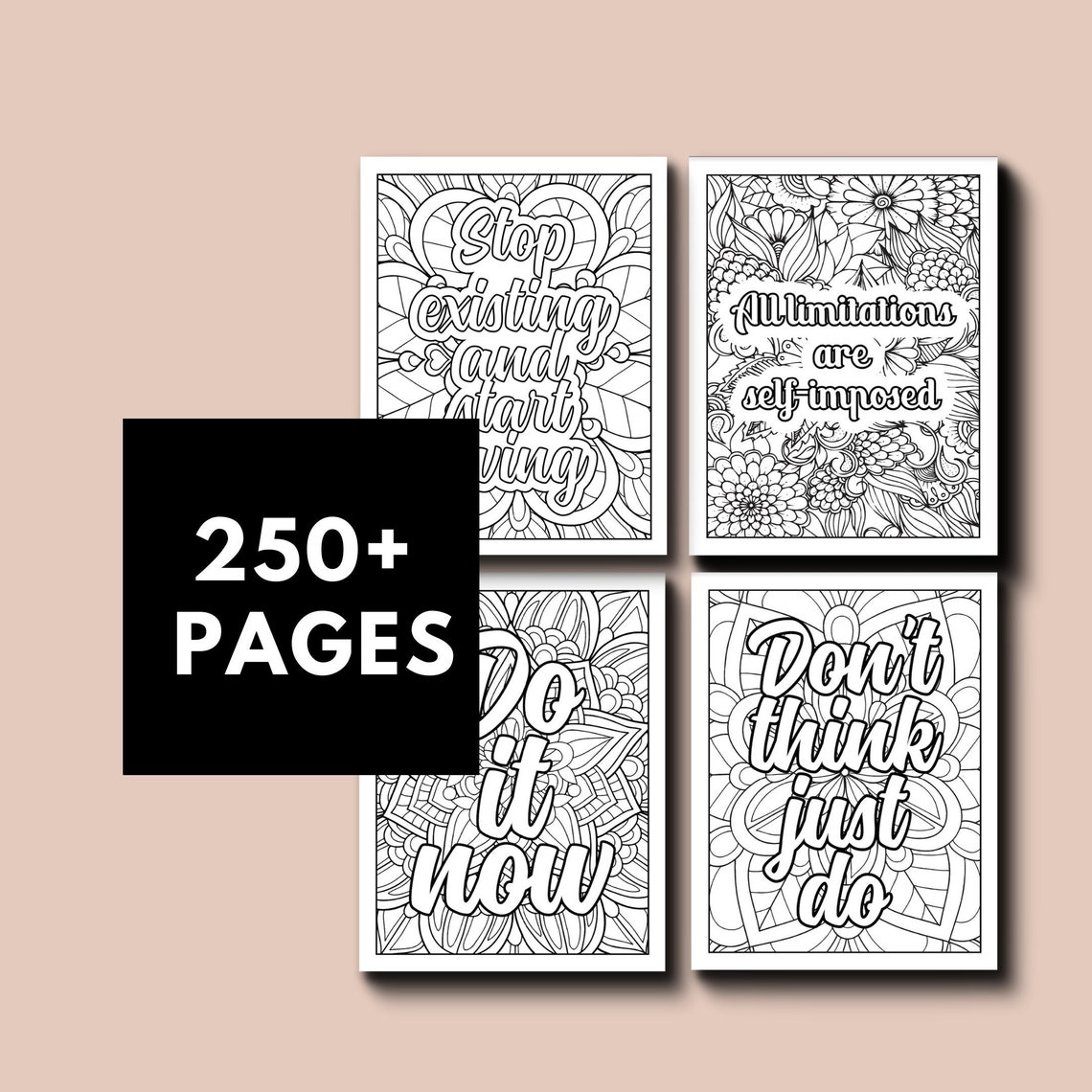 250+ Adult Motivational Quote Coloring Pages - Etsy