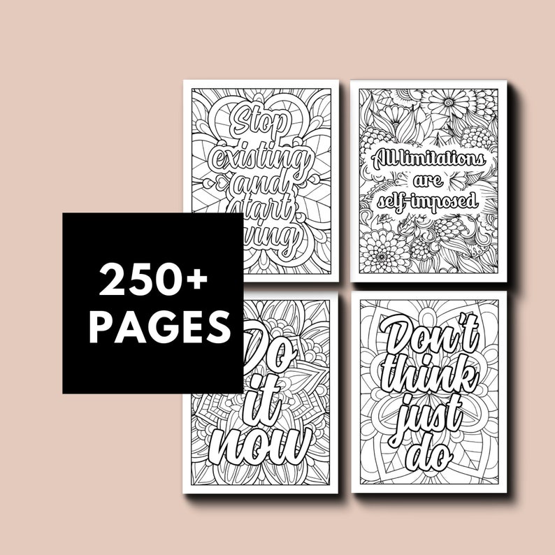 250+ Adult Motivational Quote Coloring Pages - Etsy