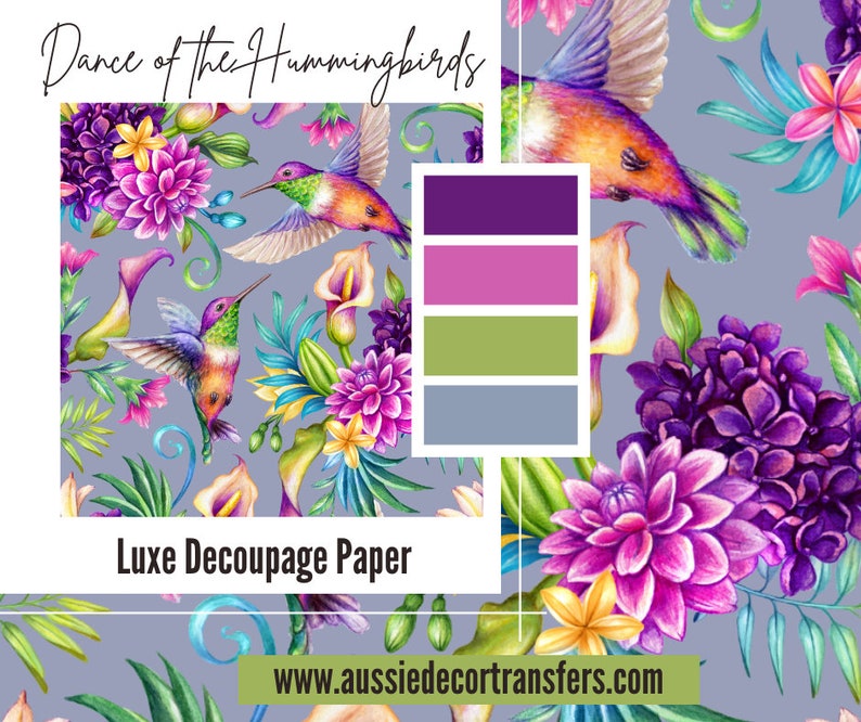 Dance of the Hummingbirds Luxe Decoupage Paper 40gsm - Etsy