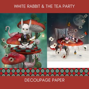 White Rabbit & the Tea Party Quality Decoupage Rice Paper - Etsy