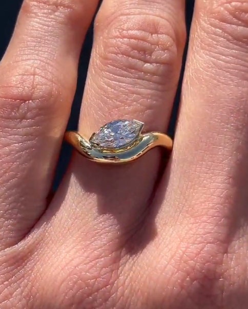 Simple Engagement Ring With Marquise Cut Lab Grown Diamond, Solitaire ...