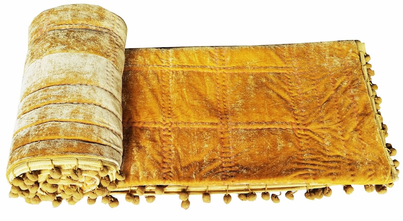 Gold Velvet Quilt Velvet Comforter Queen Quilt Gold King - Etsy