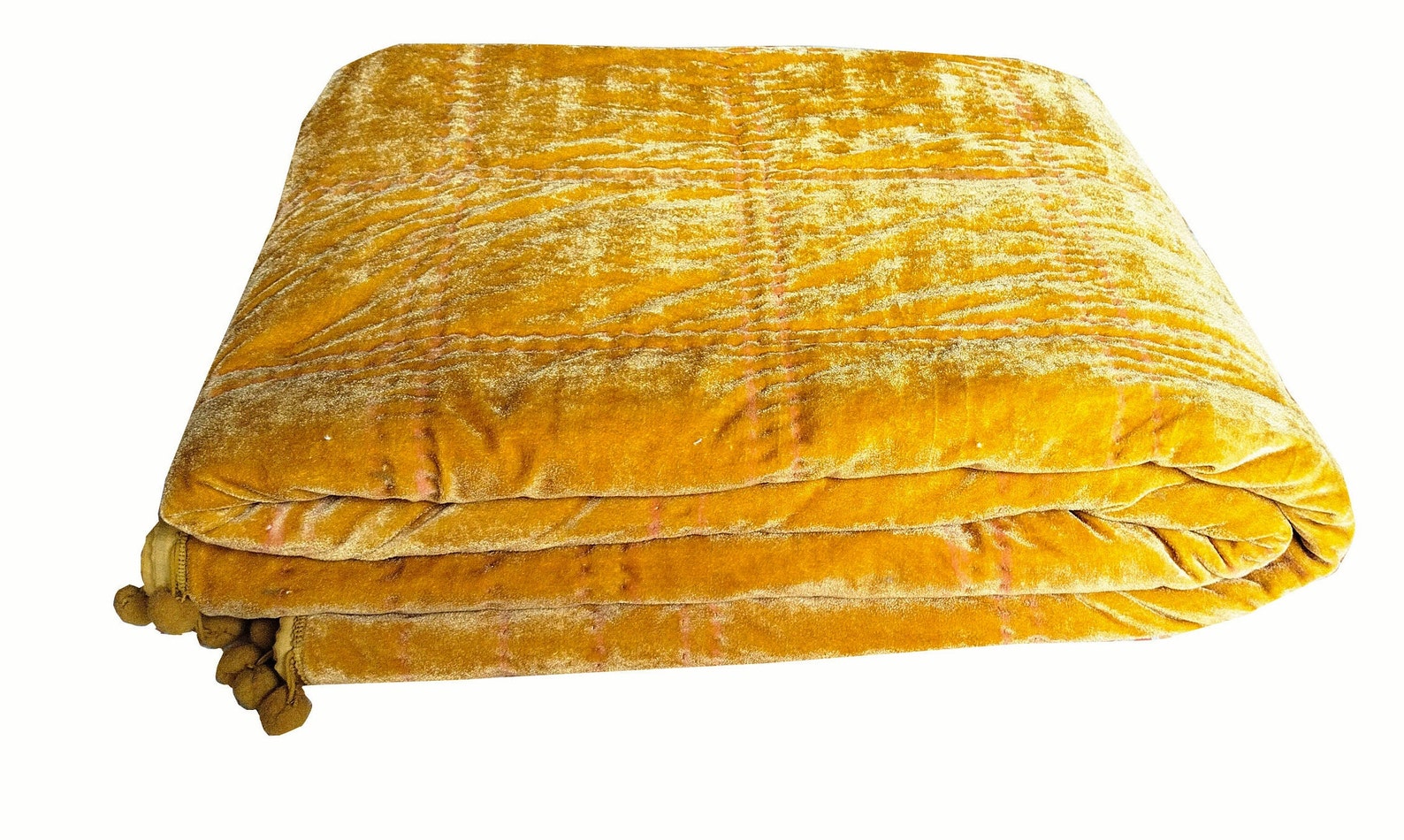 Gold Velvet Quilt Velvet Comforter Queen Quilt Gold King - Etsy