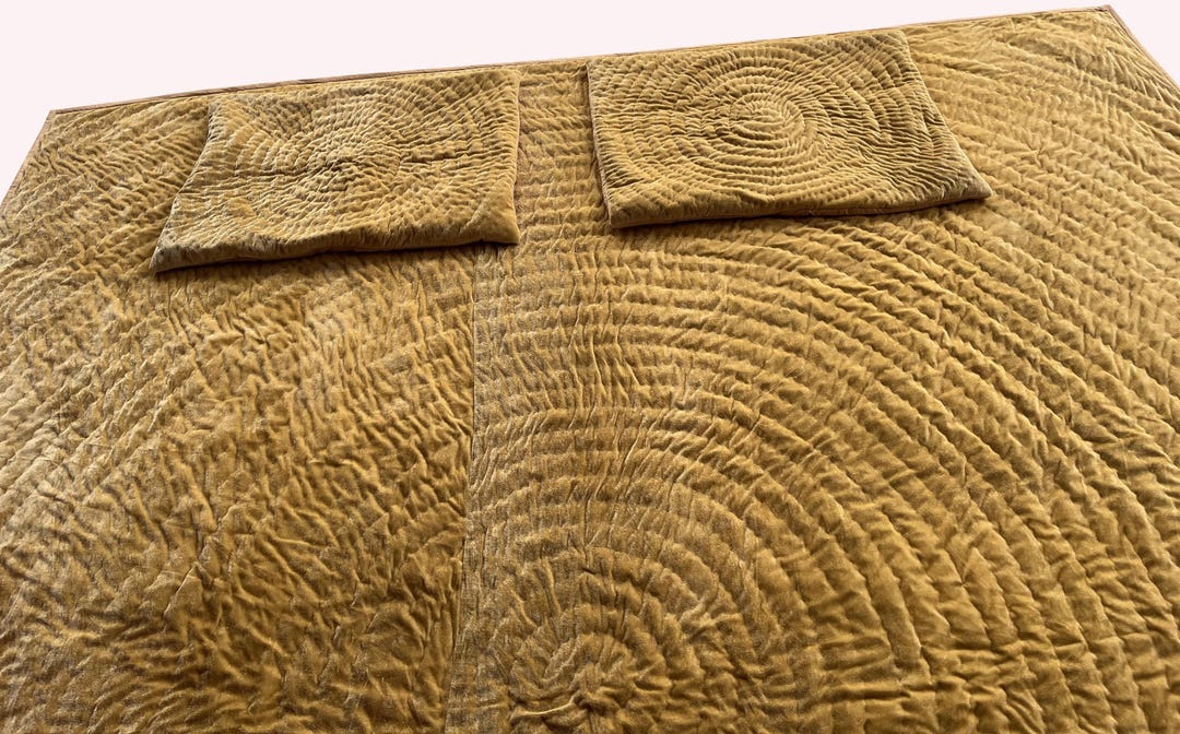 Gold Velvet Quilt, Velvet Comforter, Queen Quilt, Gold King Size Quilt ...