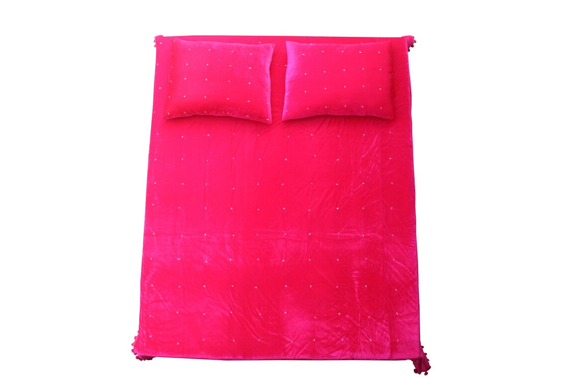 Fuchsia Velvet Comforter Fuchsia Luxury Quilt Fuchsia Queen - Etsy