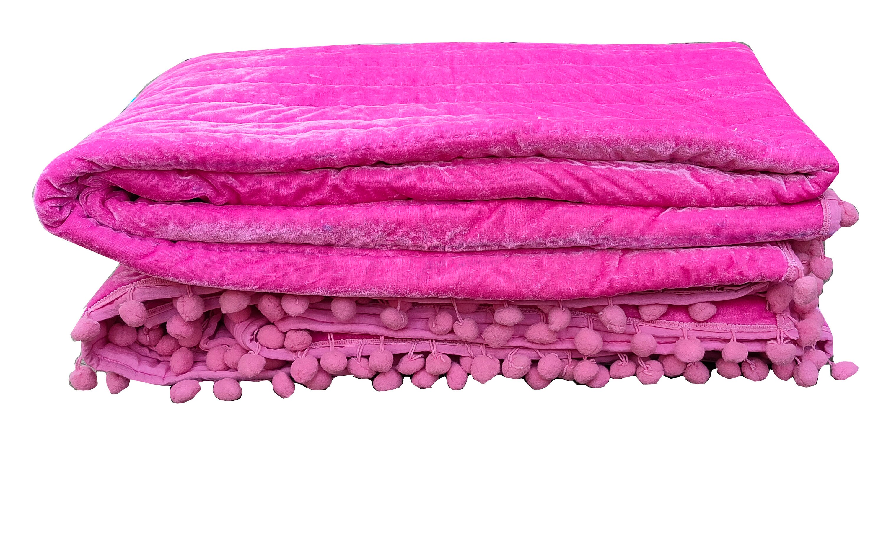 Baby Pink Velvet Quilt Velvet Blanket Quilt Throw Baby Pink Bedspread ...