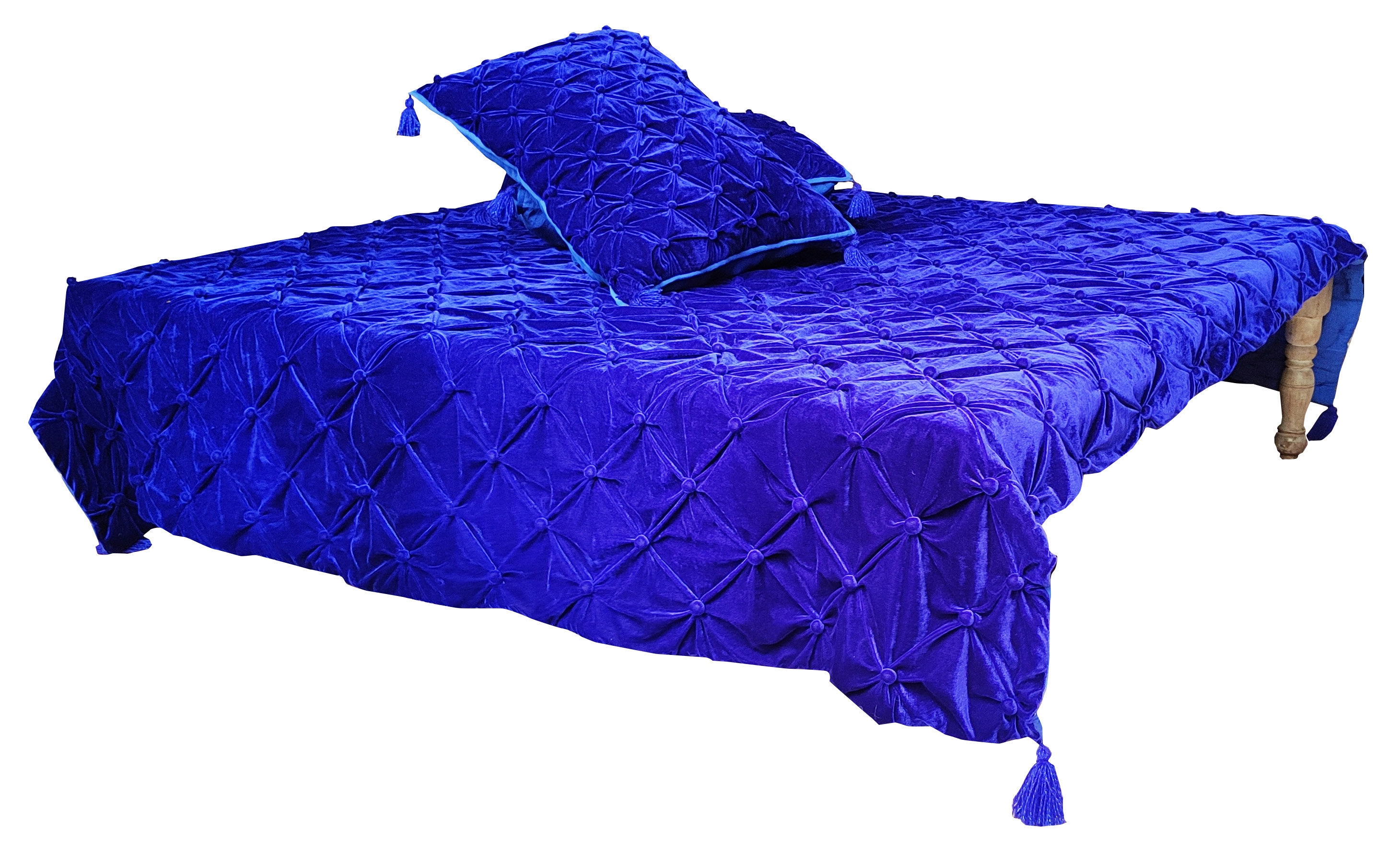 Dark Royal Blue Velvet Comforter Royal Blue Luxury Quilt - Etsy